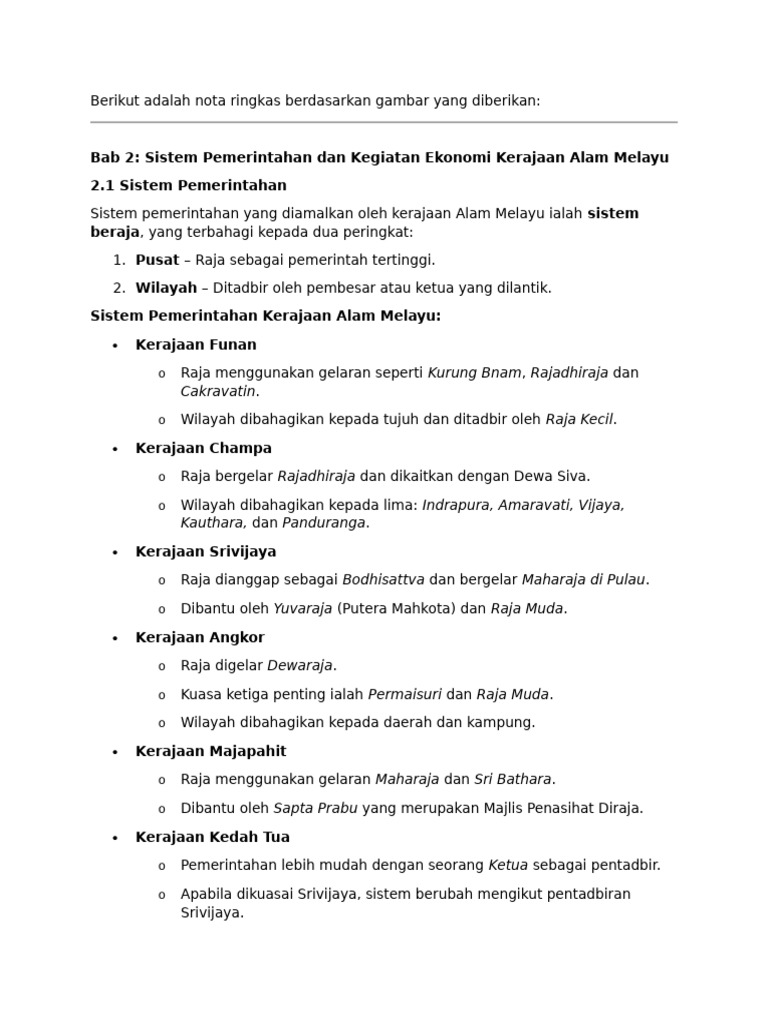 Nota Bab 2 Sejarah Tingkatan 2 | PDF