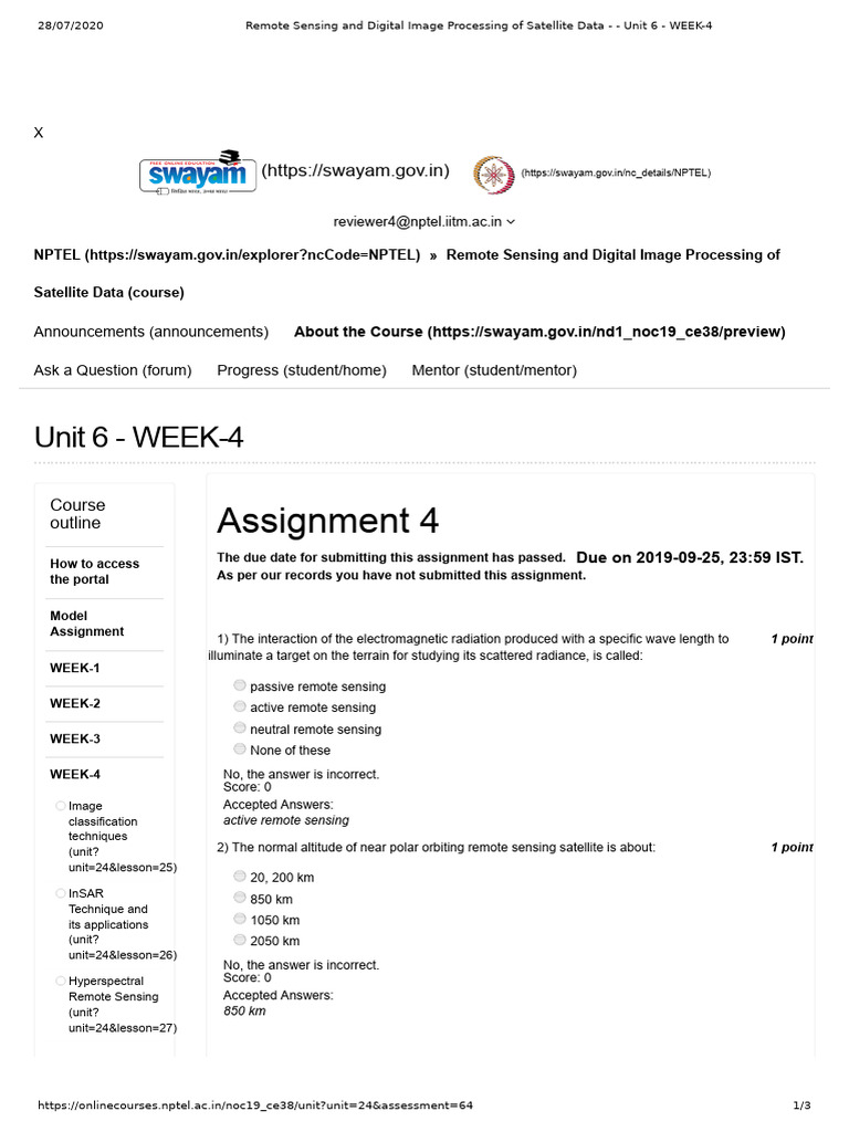 noc19-ce38_Assignment_Week_04 | PDF | Remote Sensing | Satellite