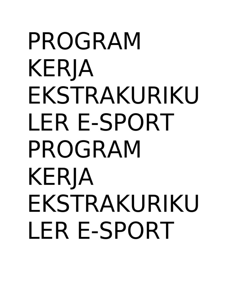 PROGRAM KERJA Ekstra E-Sport | PDF