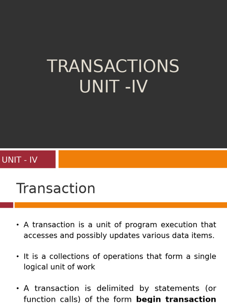 Unit 4_1 | PDF | Database Transaction | Acid