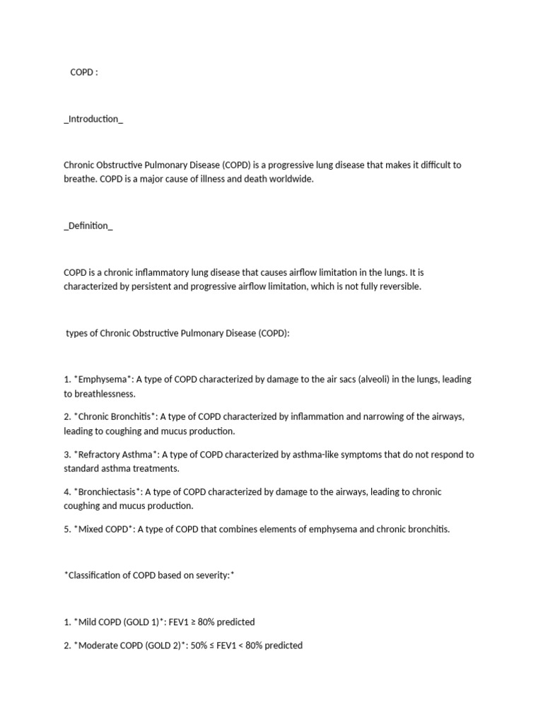 Understanding COPD: Symptoms and Management | PDF | Chronic Obstructive Pulmonary Disease ...