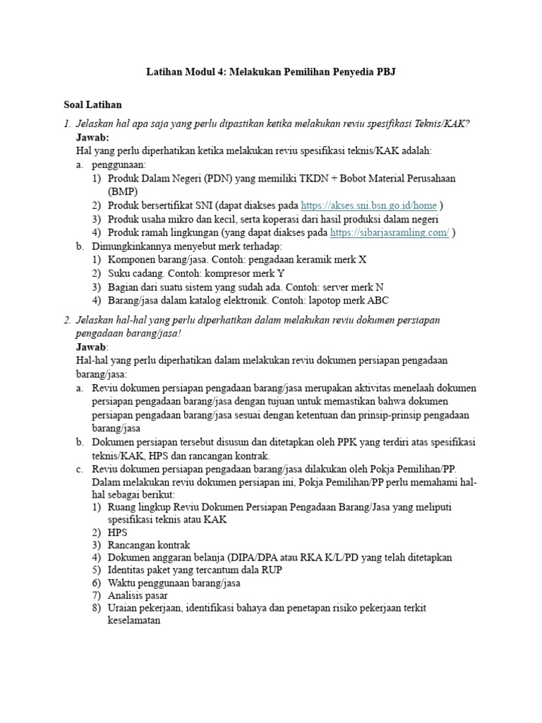 Latihan Modul-Melakukan Pemilihan Penyedia PBJ | PDF