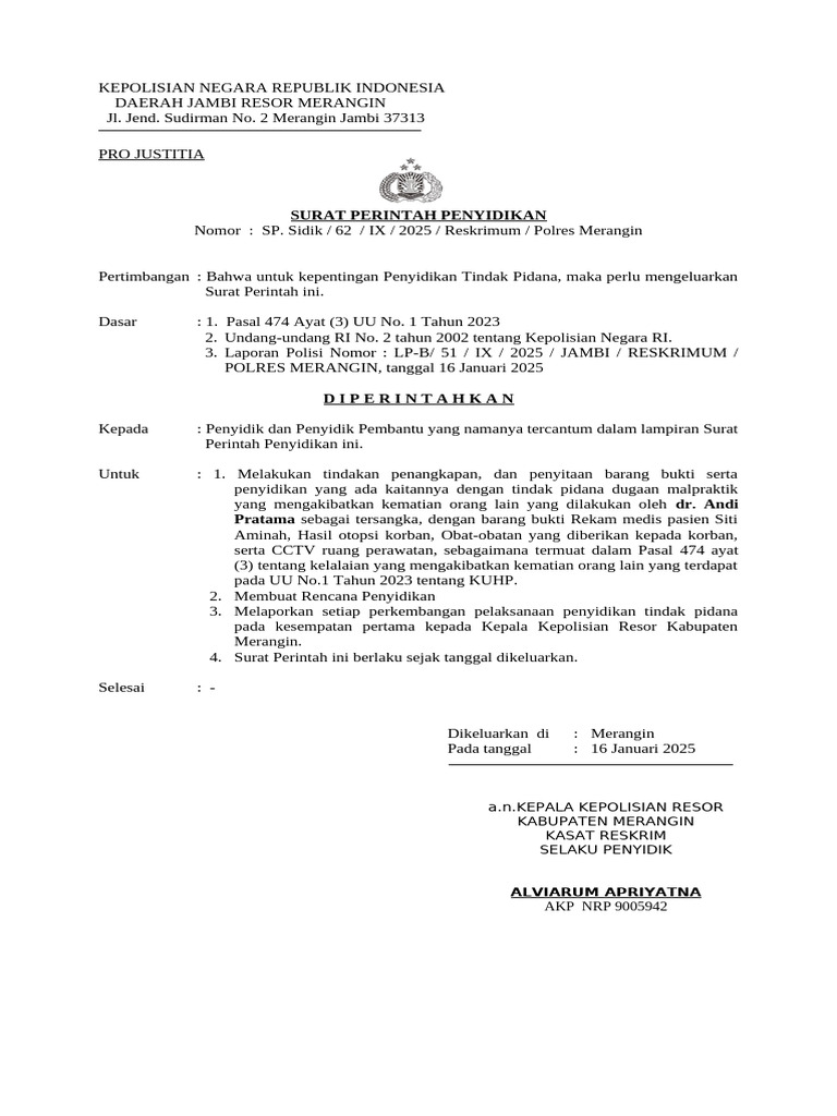 12 - Surat Perintah Penyidikan | PDF