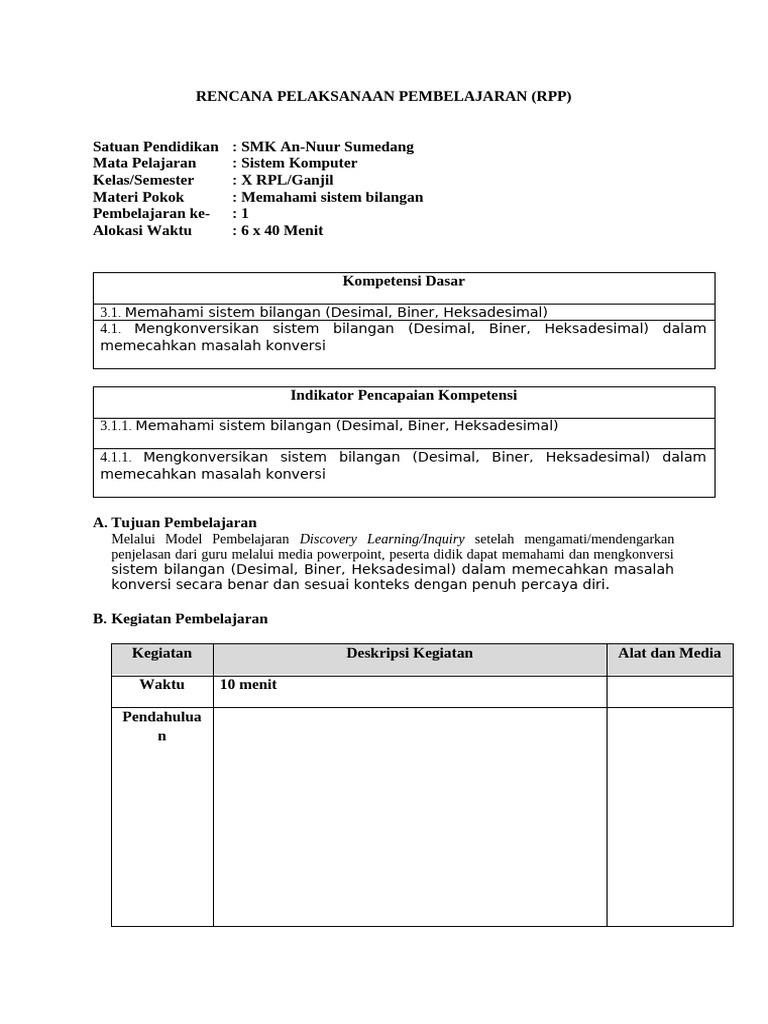 3.RPP Model Discovery Learning | PDF