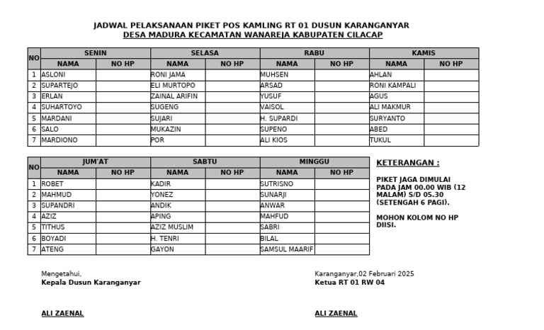 Jadwal Ronda | PDF