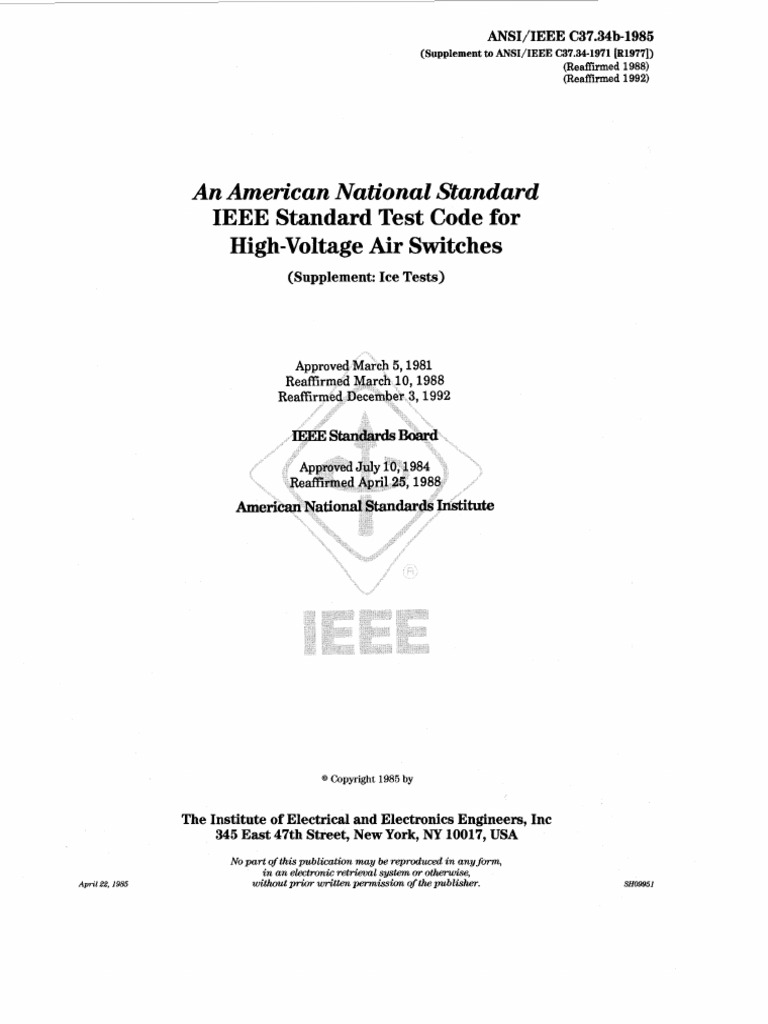 ANSI IEEE C37.34b-1985 (Supplement To ANSIIEEE C37.341971) | PDF ...
