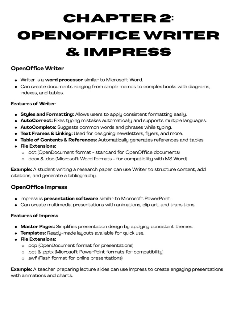 CH 2&3 OPENOFFICE | PDF | Microsoft Word | Microsoft Power Point