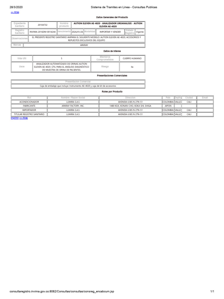 Analizador de Orina AUTION ELEVEN AE-4020 | PDF