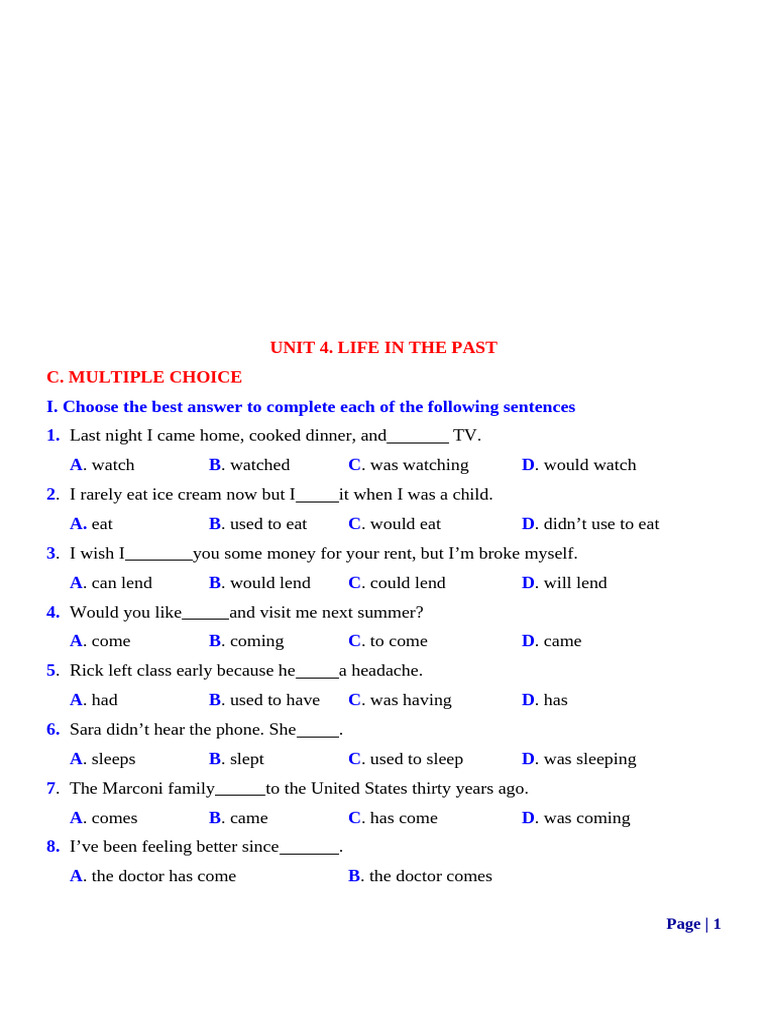 Multiple Choice E9 Unit 4,5 | PDF | Hanoi