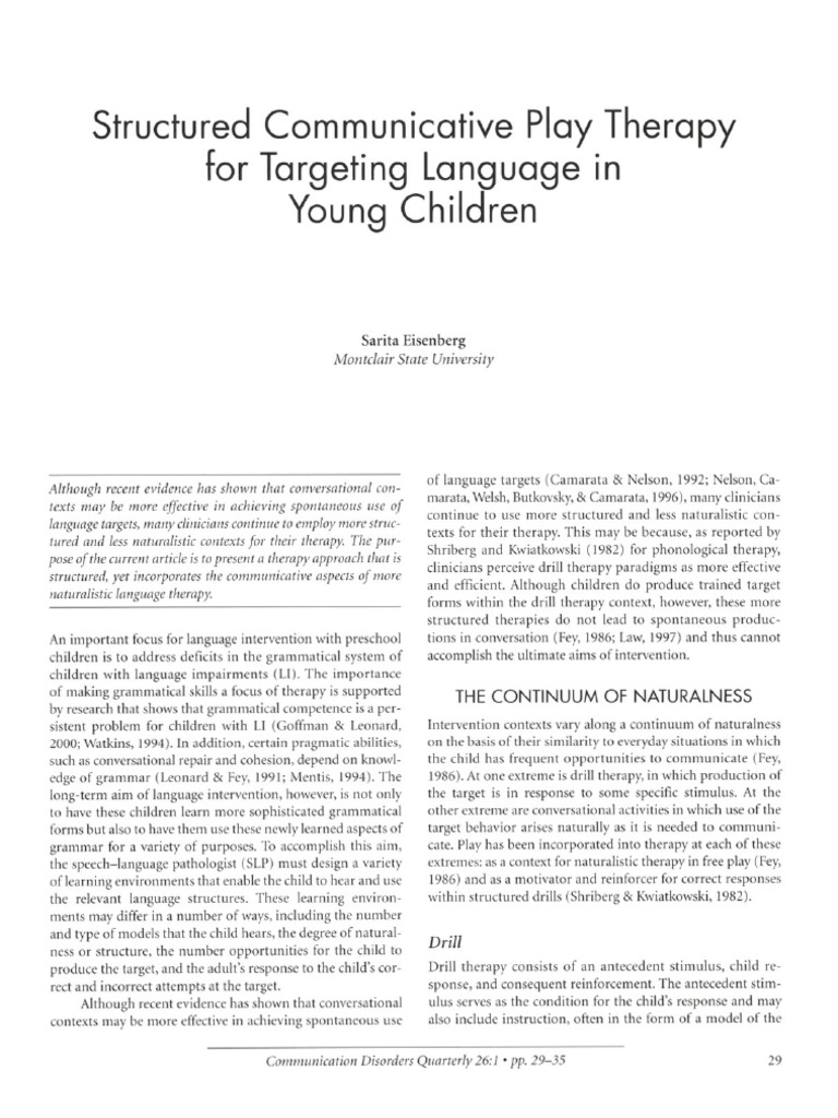 Structured - Communicative - Play - Therapy - From Drill To Free Play | PDF
