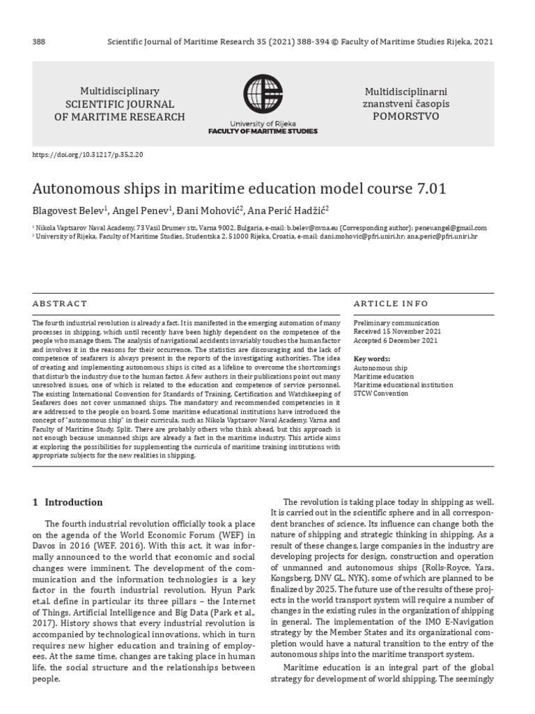 Autonomous Ships in Maritime Education | PDF | Ships | Simulation