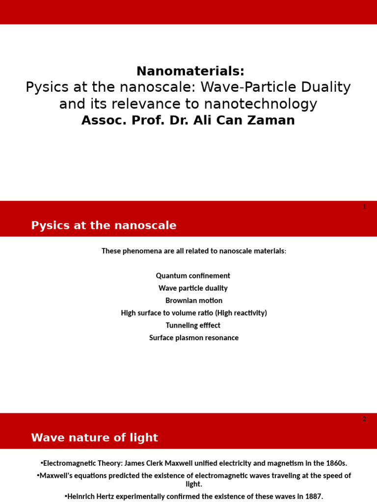 2 Physics at The Nanoscale | PDF | Electromagnetic Radiation | Diffraction