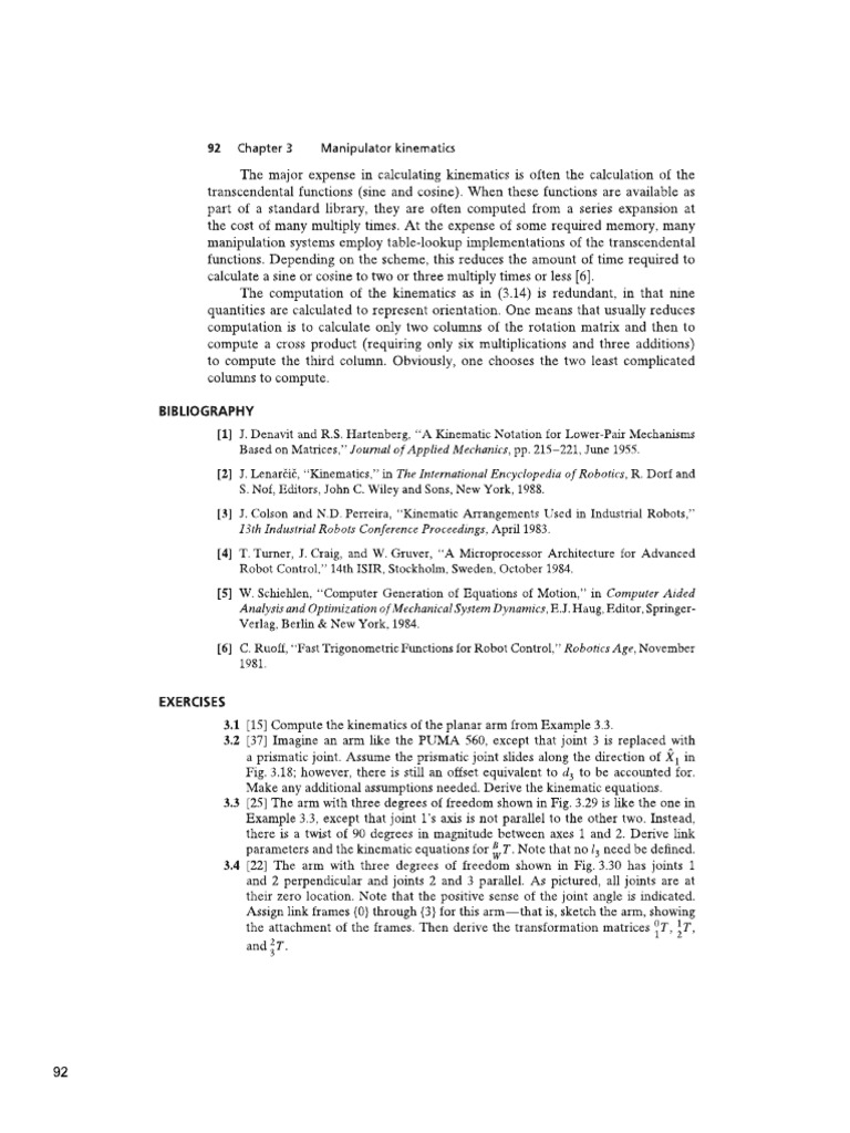KTRB Chapter 3 Manipulator Kinematics Ex | PDF