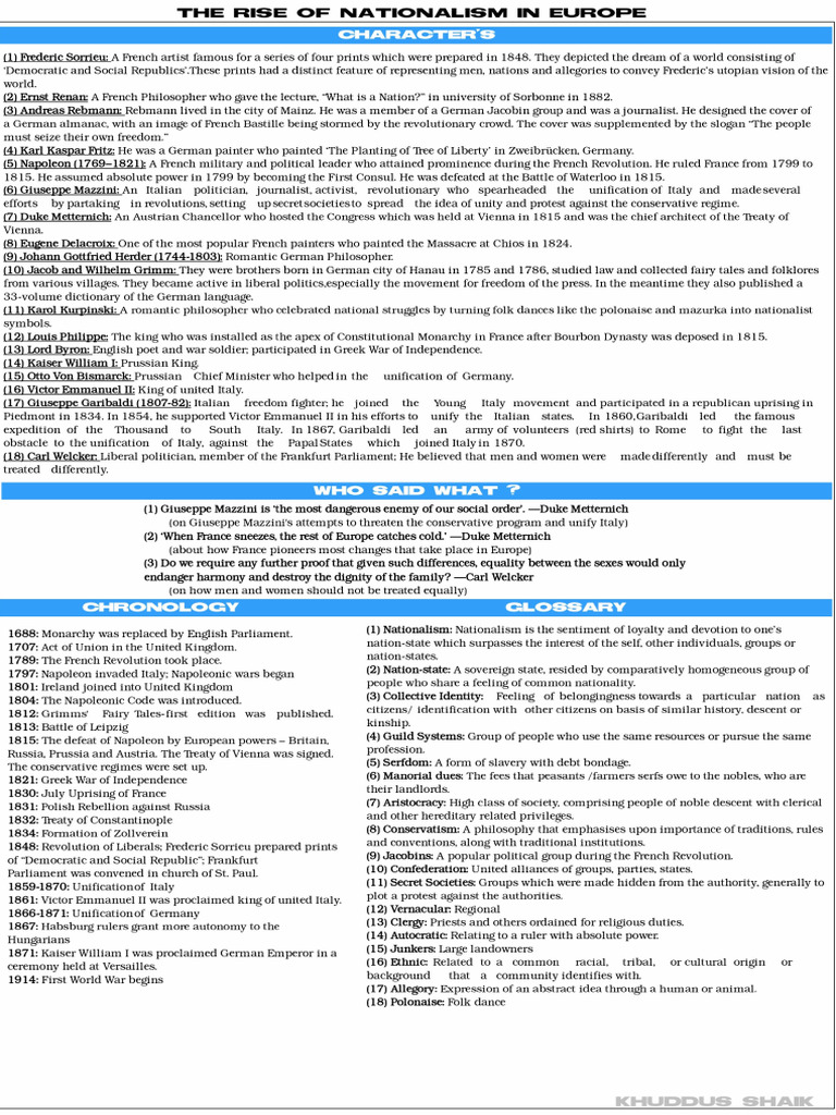 Class 10 History Important PDF | PDF