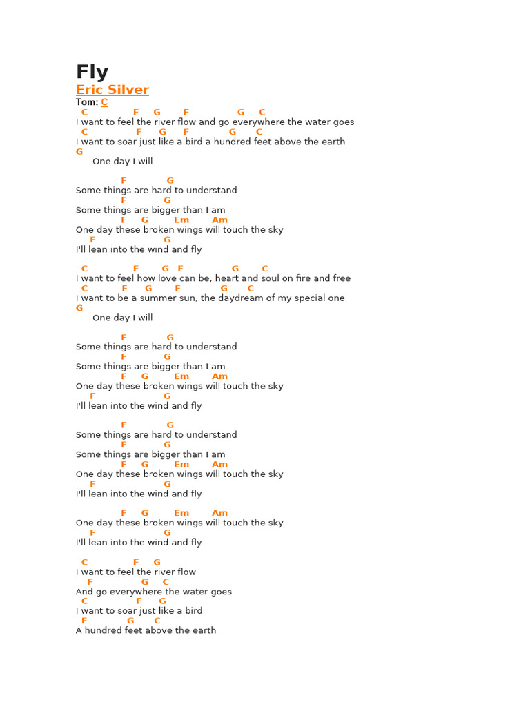 Fly - Eric Silver (Chords - Um Tom Abaixo) C Major | PDF