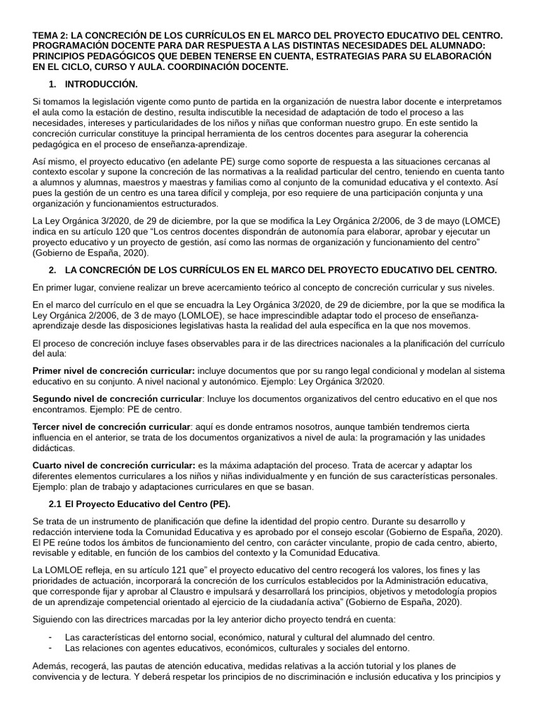 TEMA 2.docx resumen | PDF | Evaluación | Plan de estudios