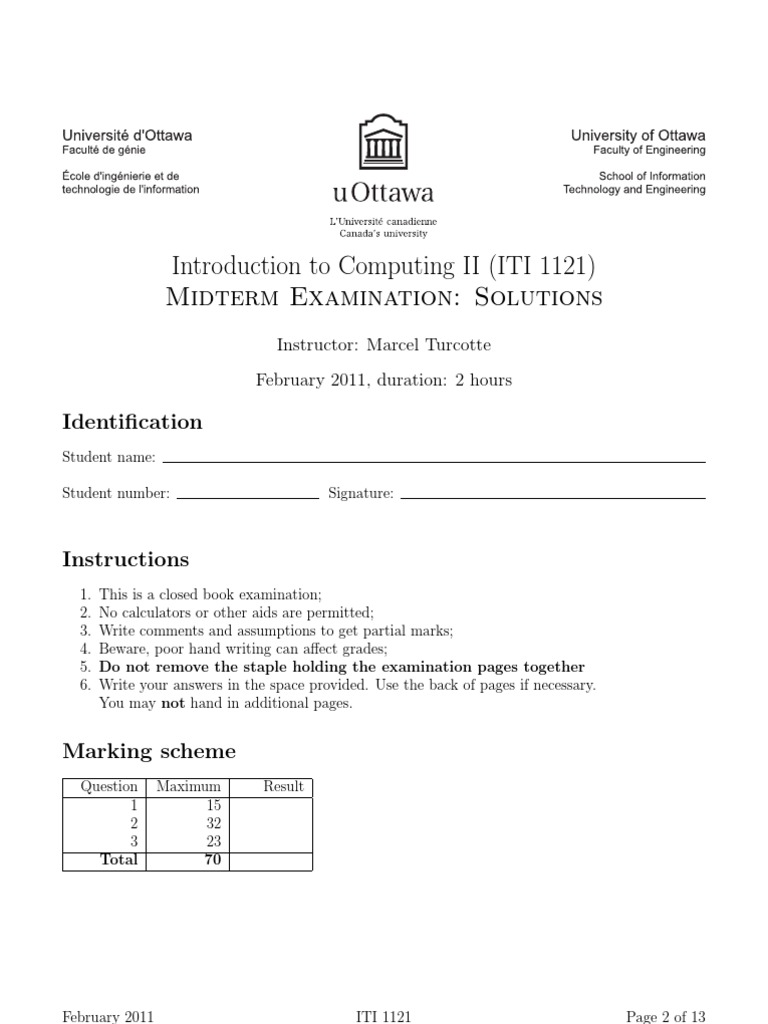 2011 Midterm Soln Pdf Class Computer Programming Inheritance Object Oriented Programming 