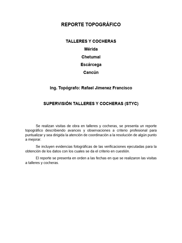Reporte Topográfico General Tyc (1) | PDF | Topografía | Gestion de tierras