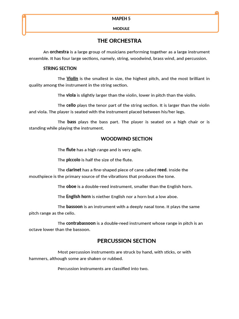 Mapeh 5 4TH Quarter Module | PDF | Musical Instruments | Musicology