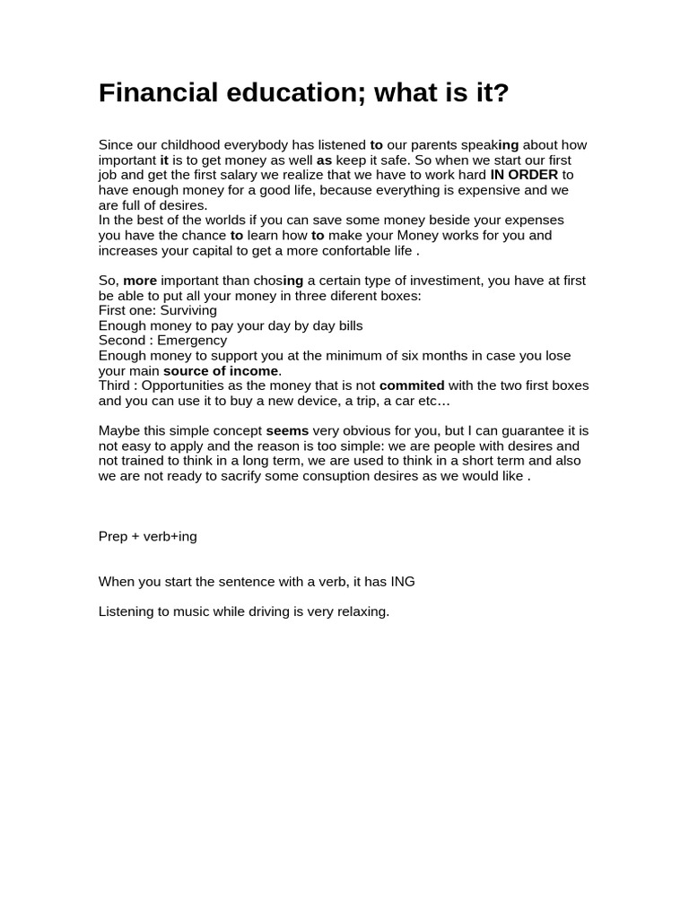 Financial Education | PDF