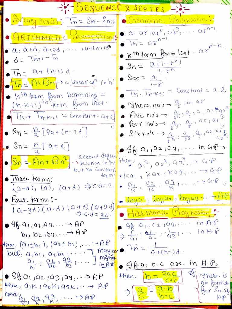 Sequence and Series Formulas Guide | PDF