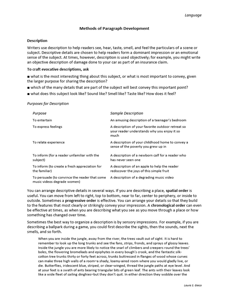 02.c Method of Paragraph Development | PDF | Psychoanalysis