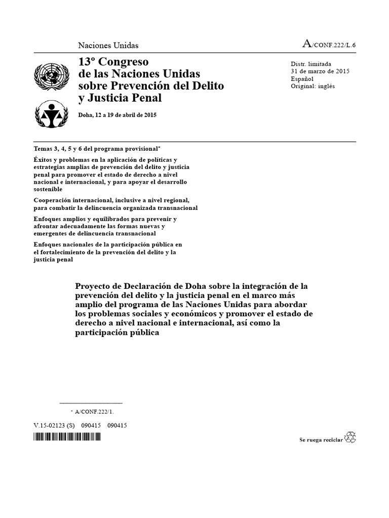 Declaraci_n_de_Doha__Espa_ol_ | PDF | Naciones Unidas | Relaciones internacionales