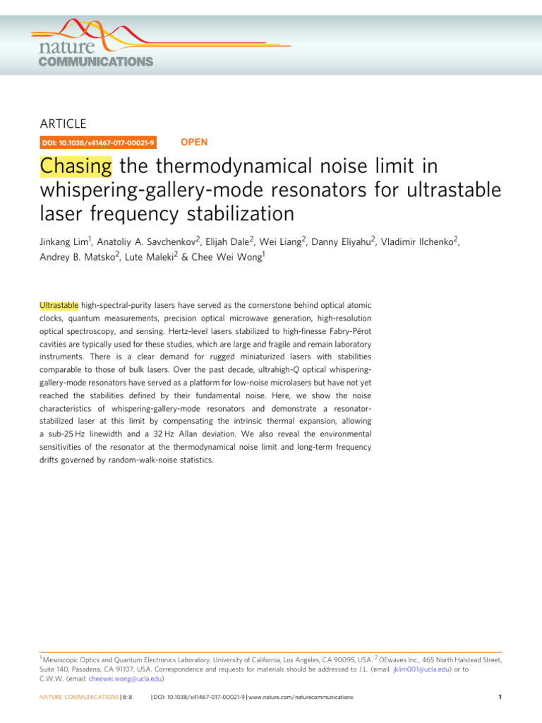 1-Chasing The Thermodynamical Noise Limit in Whispering-Gallery-Mode Resonators For Ultrastable ...