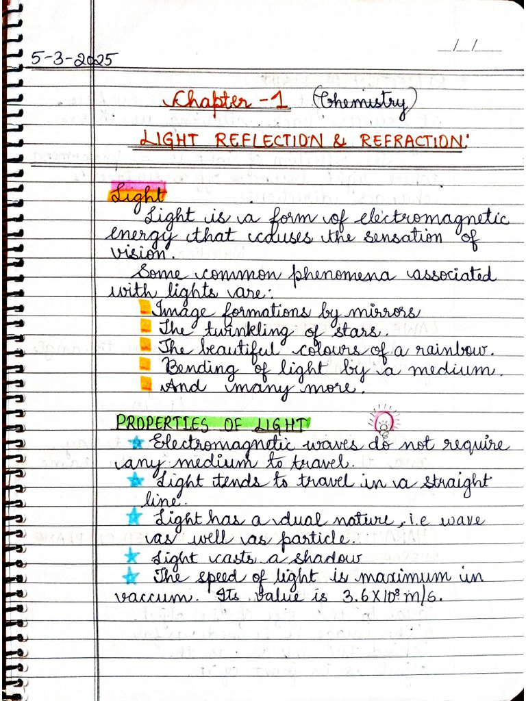 Light reflection and refraction | PDF