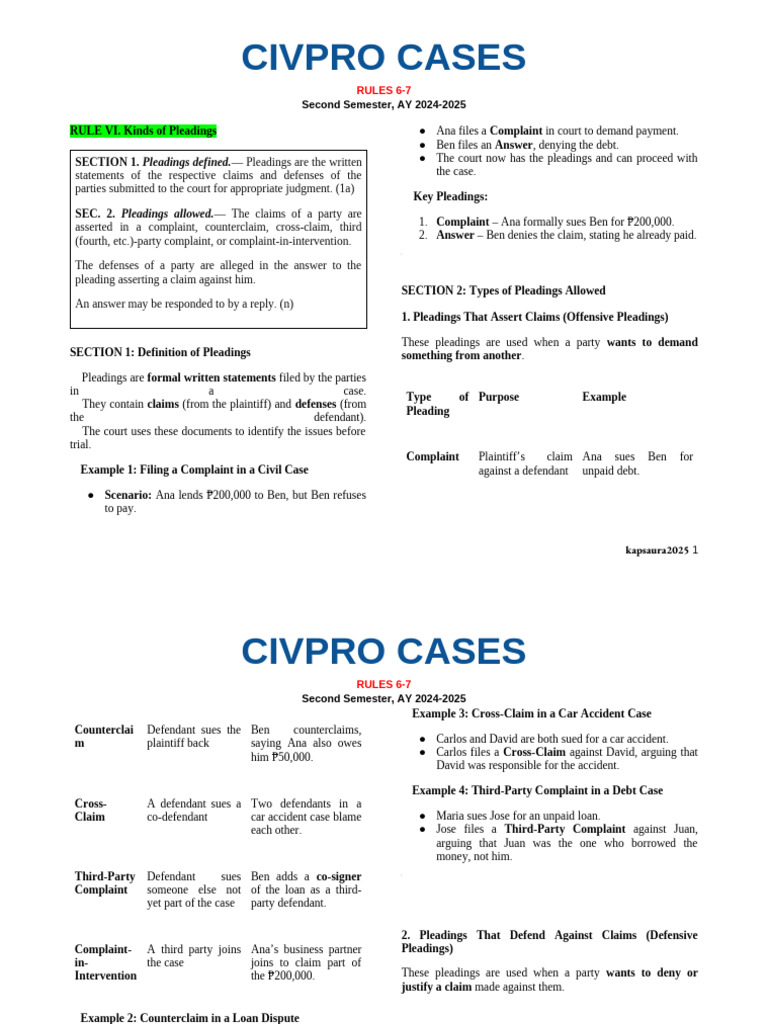 Civpro Cases, Rules 5-7 | PDF | Pleading | Lawsuit