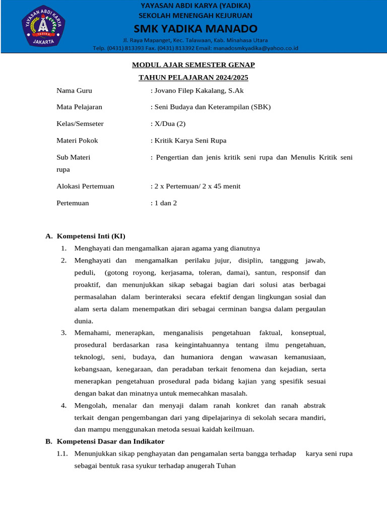 Modul Ajar SBK | PDF