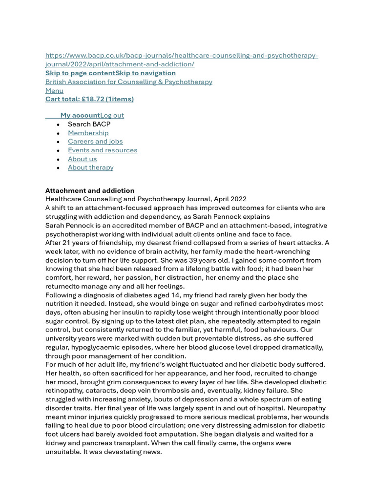 Addiction and Attachment Theory BACP | PDF | Attachment Theory | Substance Dependence