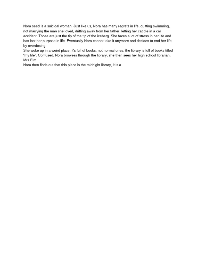 Midnight Library Sypnosis + Writing Plot | PDF