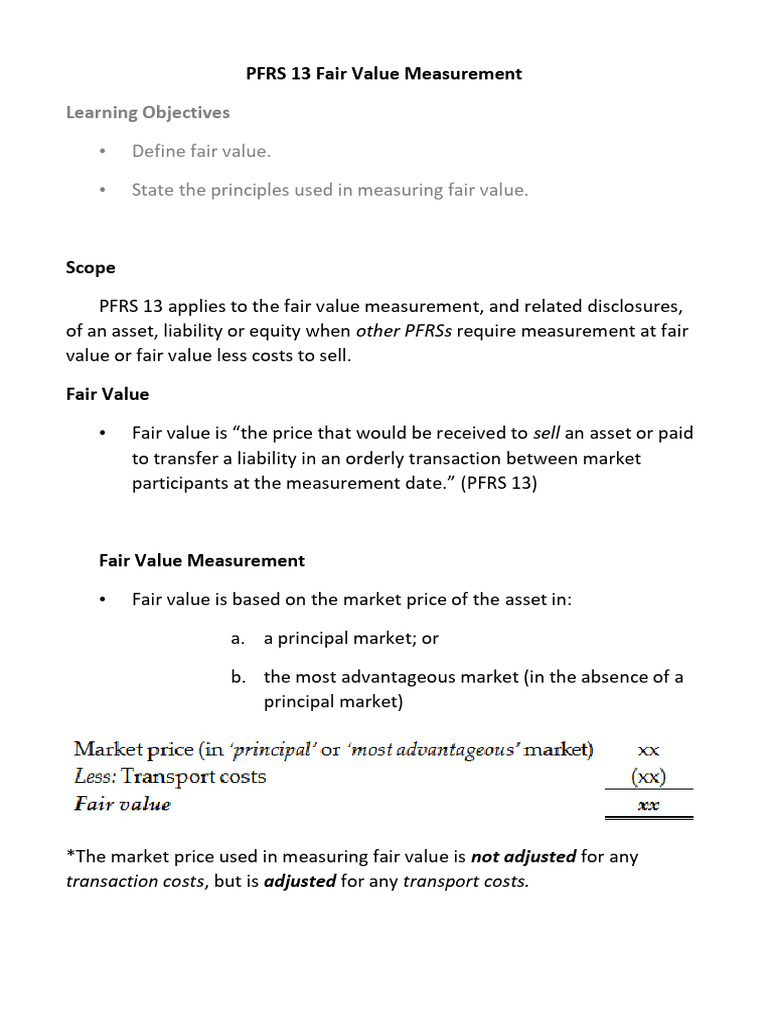 Understanding PFRS 13 Fair Value Measurement | PDF