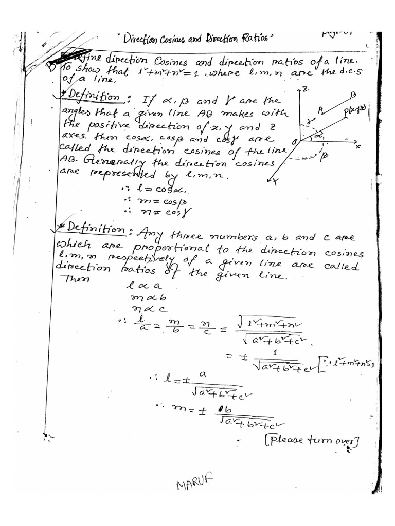 Direction Cosine and Direction Ratio | PDF