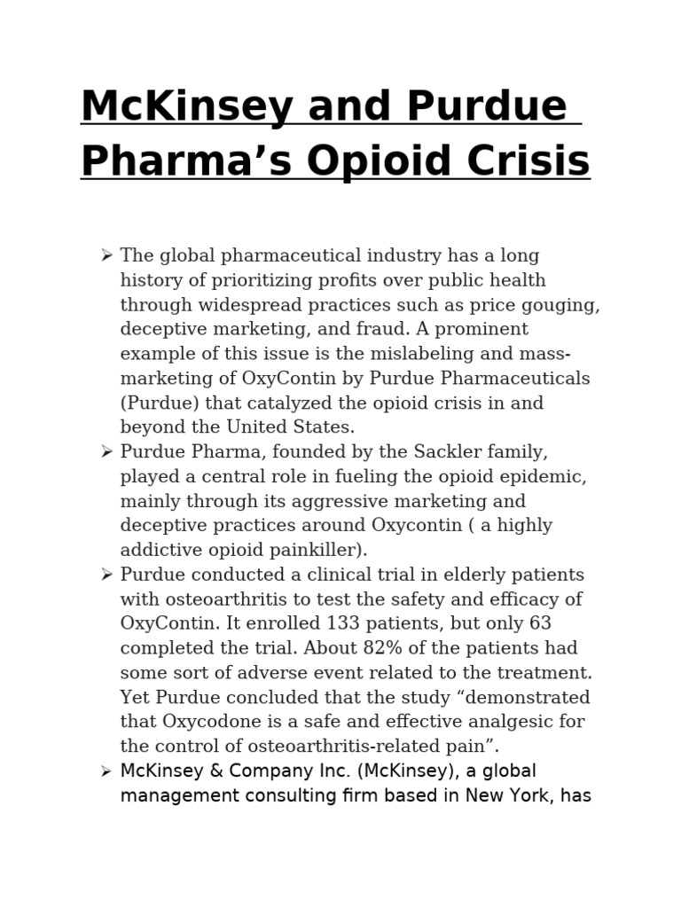 McKinsey and Purdue Pharma | PDF | Oxycodone | Opioid