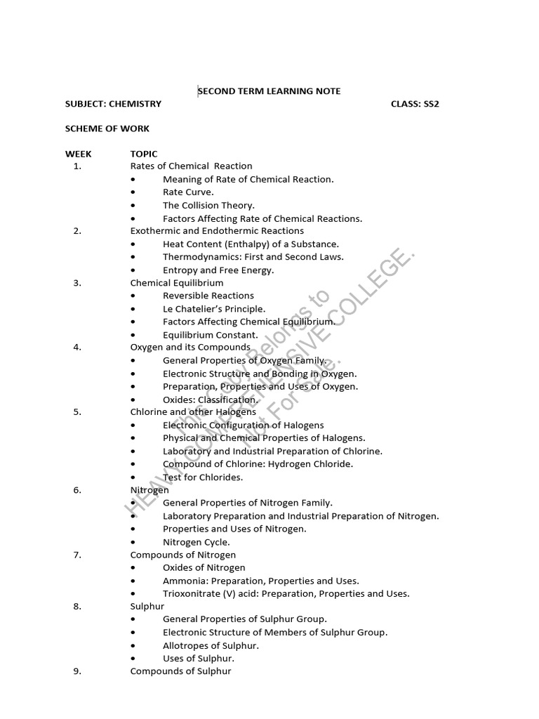 2nd Term s2 Chemistry | PDF | Reaction Rate | Chemical Reactions