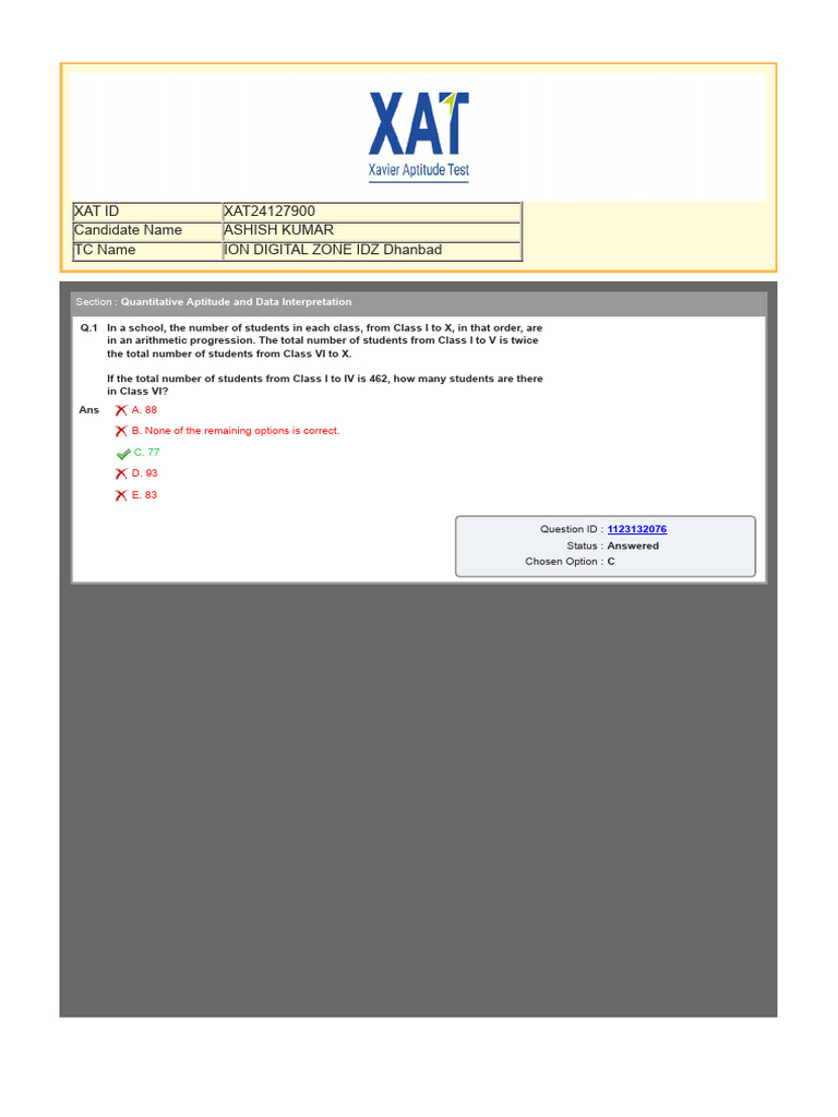 XAT Response | PDF | Area | Mathematics