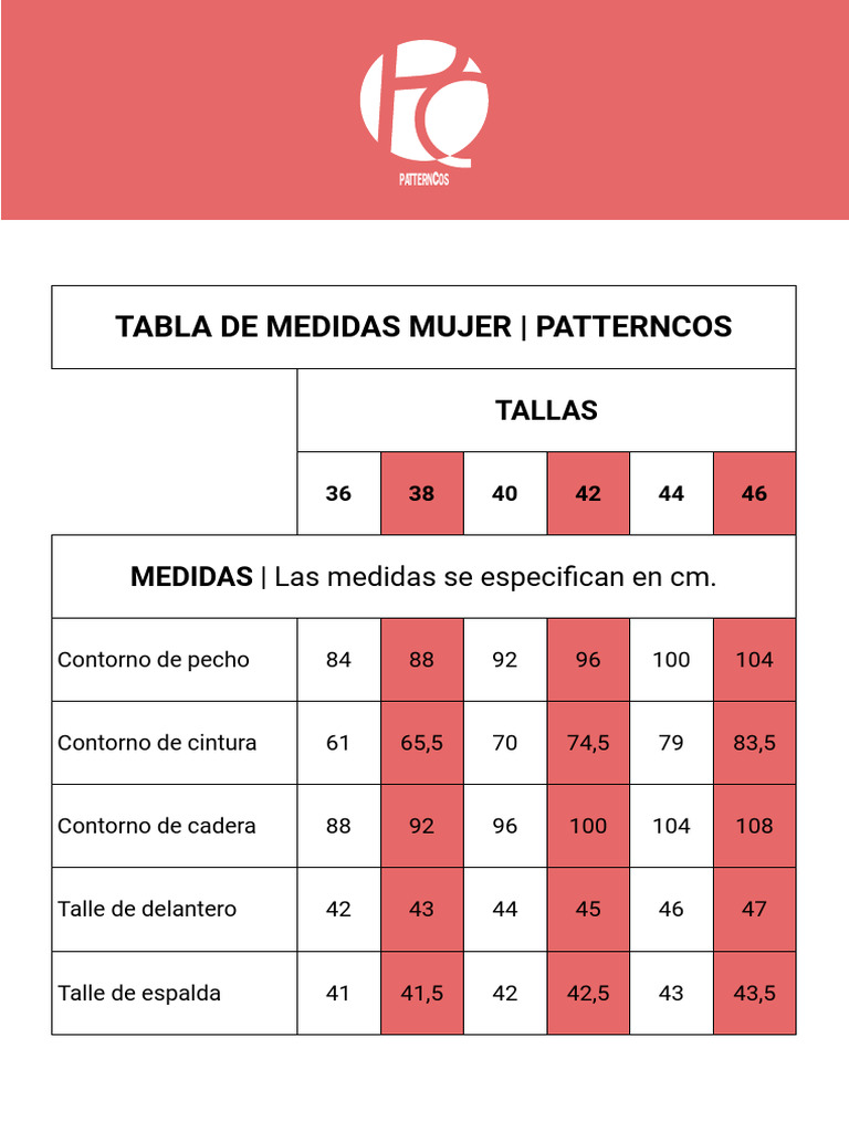 Tabla de Medidas para Mujer | PDF