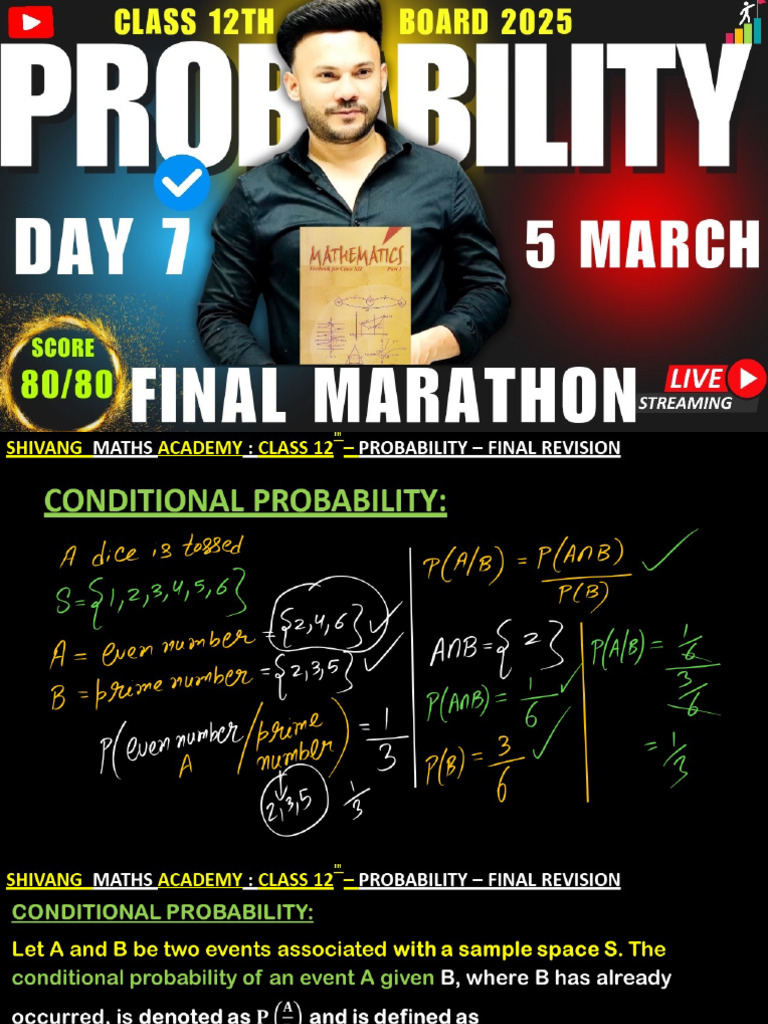Probability - CBSE 2025 FINAL REVISION | PDF
