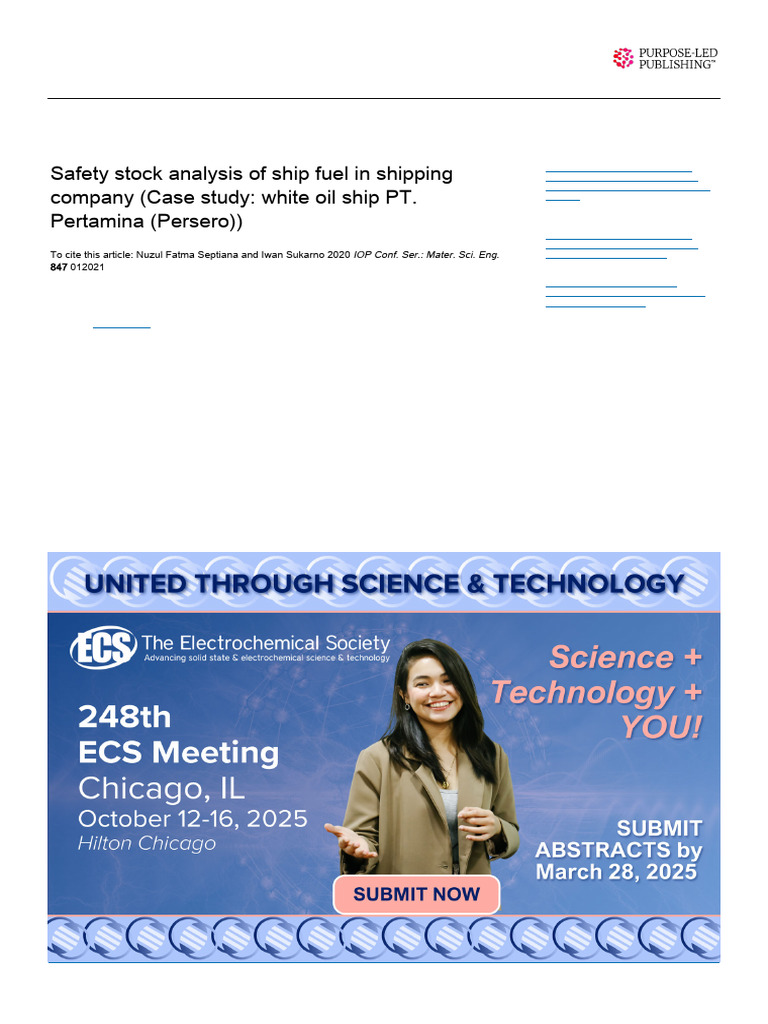 Safety Stock Analysis of Ship Fuel in Shipping Company (Case Study White Oil Ship PT. Pertamina ...
