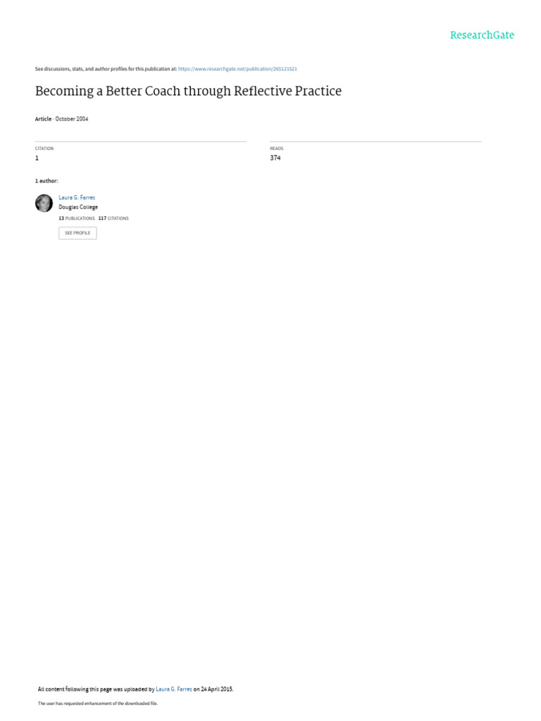 Becoming A Better Coach Through Reflective Practice | PDF | Evaluation | Reflective Practice