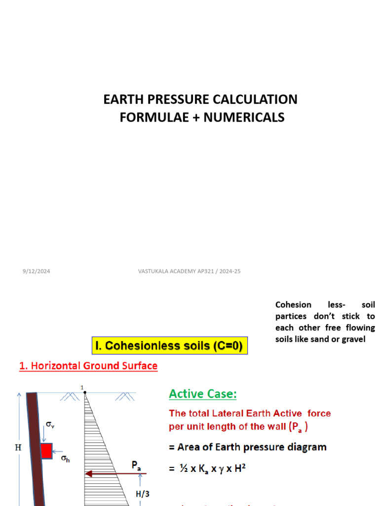 Earth Pressure Calculation | PDF