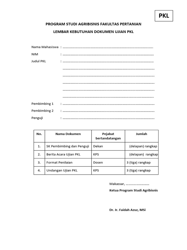 23_10_2023_lembar Kebutuhan Dokumen Ujian Pkl.docx | PDF