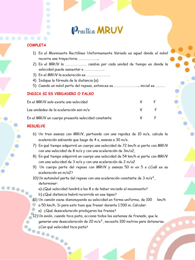 Práctica MRUV | PDF