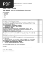 Validation Sheet For Research Questionnaire | PDF