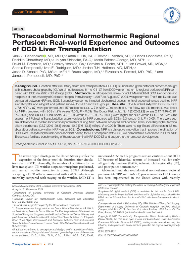 Thoracoabdominal Normothermic Regional Perfusion .14 | PDF | Organ ...
