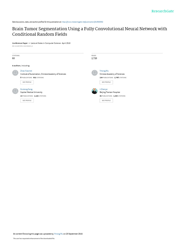 Brain Tumor Segmentation Using A Fully Convolutional Neural Network With Conditional Random ...