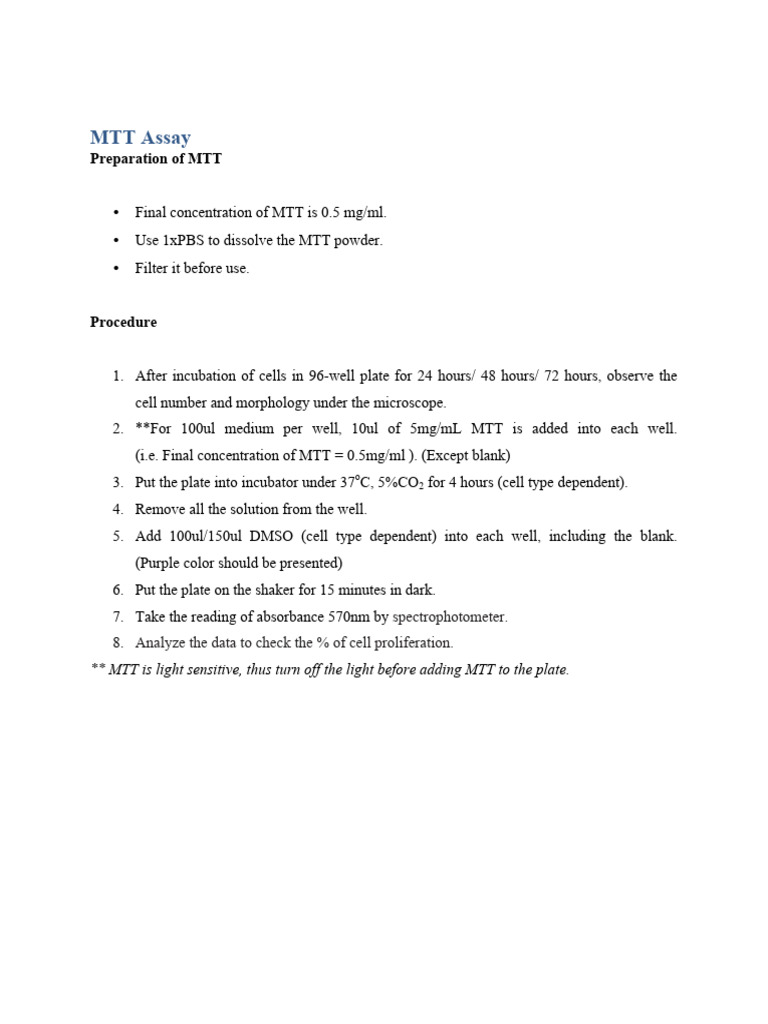 MTT Assay | PDF