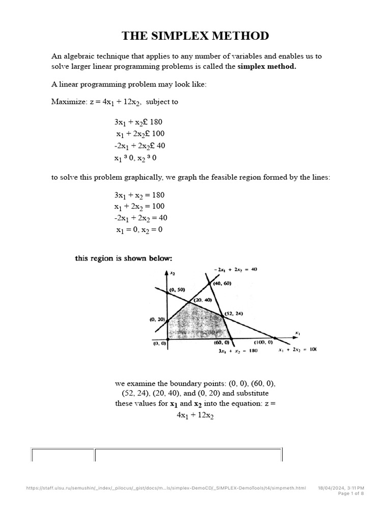 THE SIMPLEX METHOD | PDF | Theoretical Computer Science | Mathematical Analysis